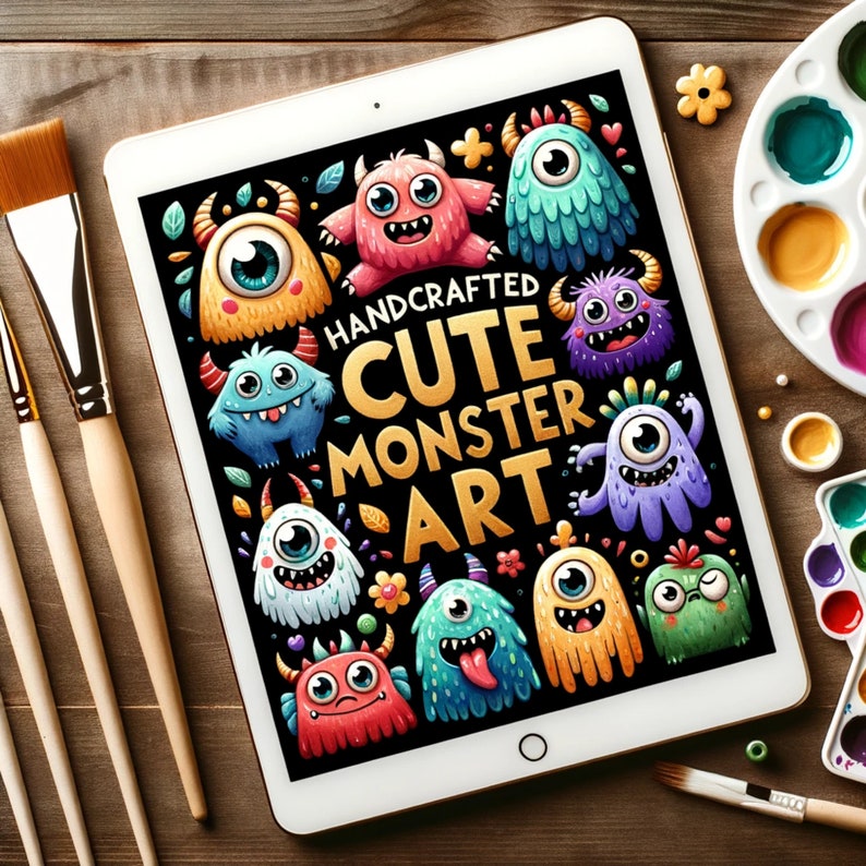 Clipart Cute Monster Watercolor Cute Monster Clip Art Bundle - Etsy