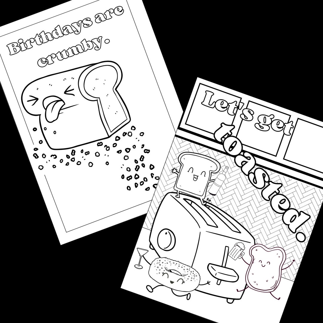 Toast Birthday Card Coloring Page - Etsy
