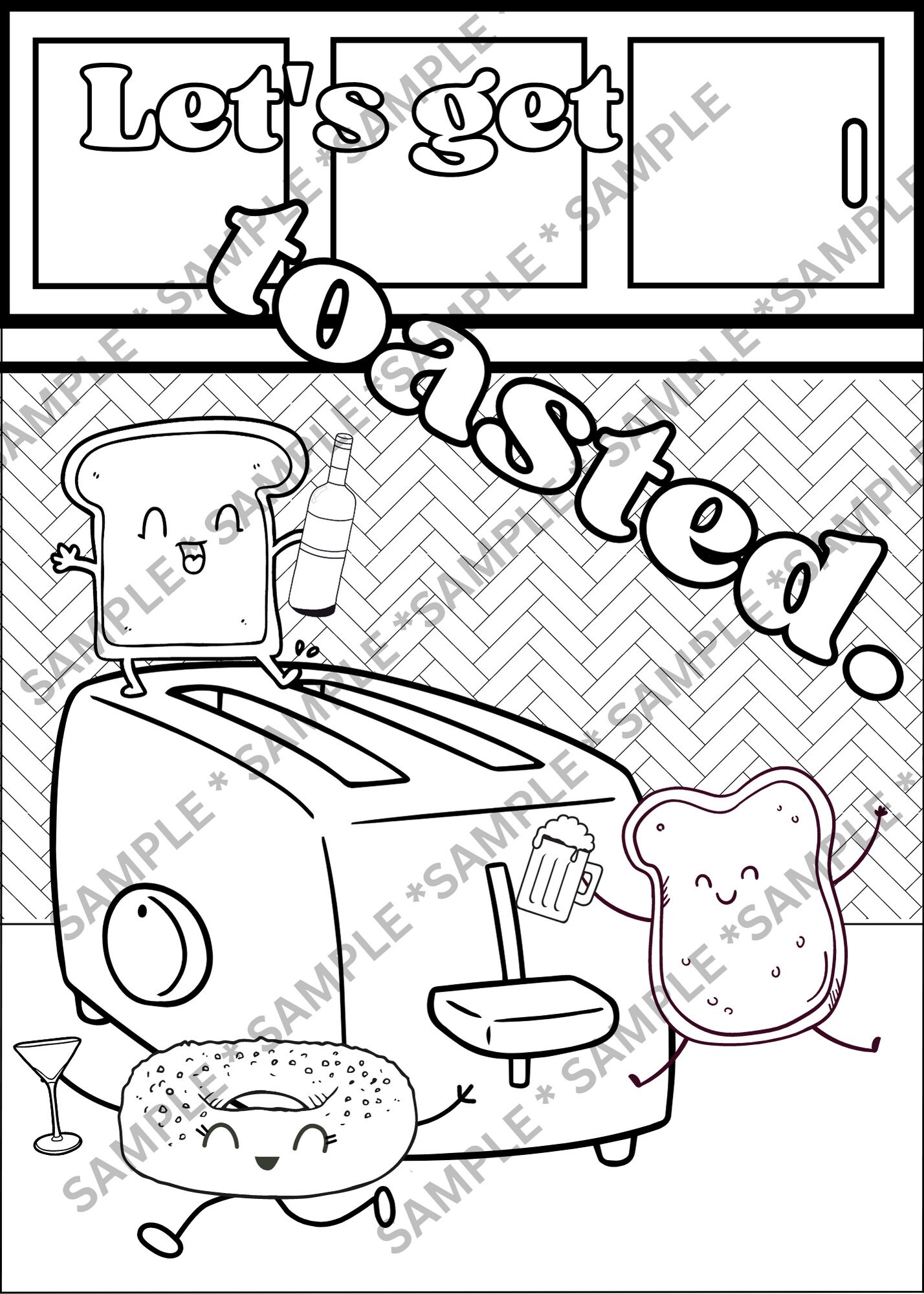 Toast Birthday Card Coloring Page - Etsy