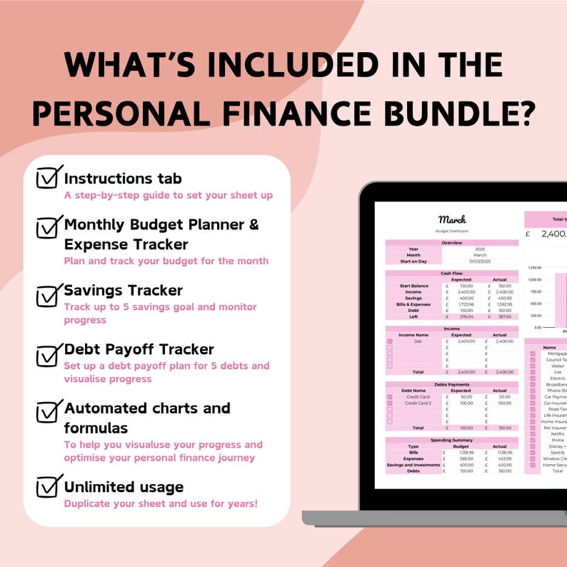 Personal Finances Bundle | Budget, Debt Payoff and Savings Trackers ...