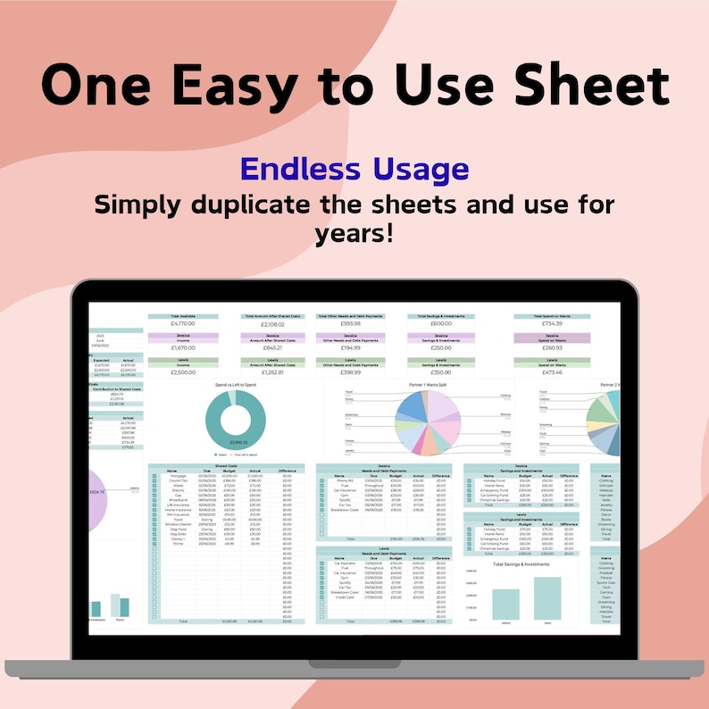 Blue Couple's Monthly Budget Planner | Google Sheets | Finance ...