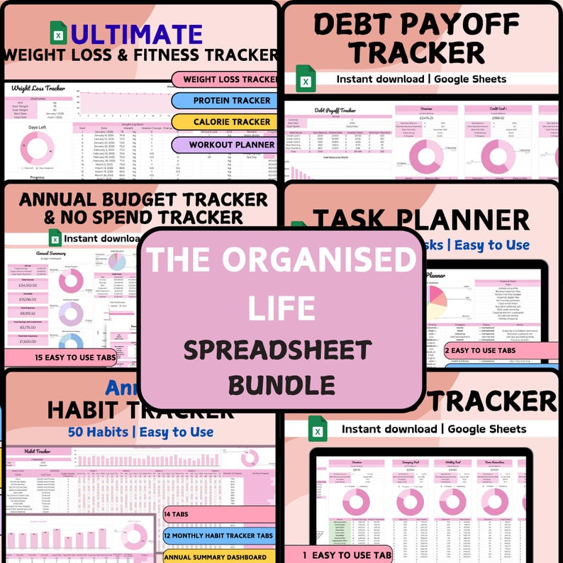 The Organised Life Spreadsheet Bundle | Budget, Debt, Savings Trackers ...