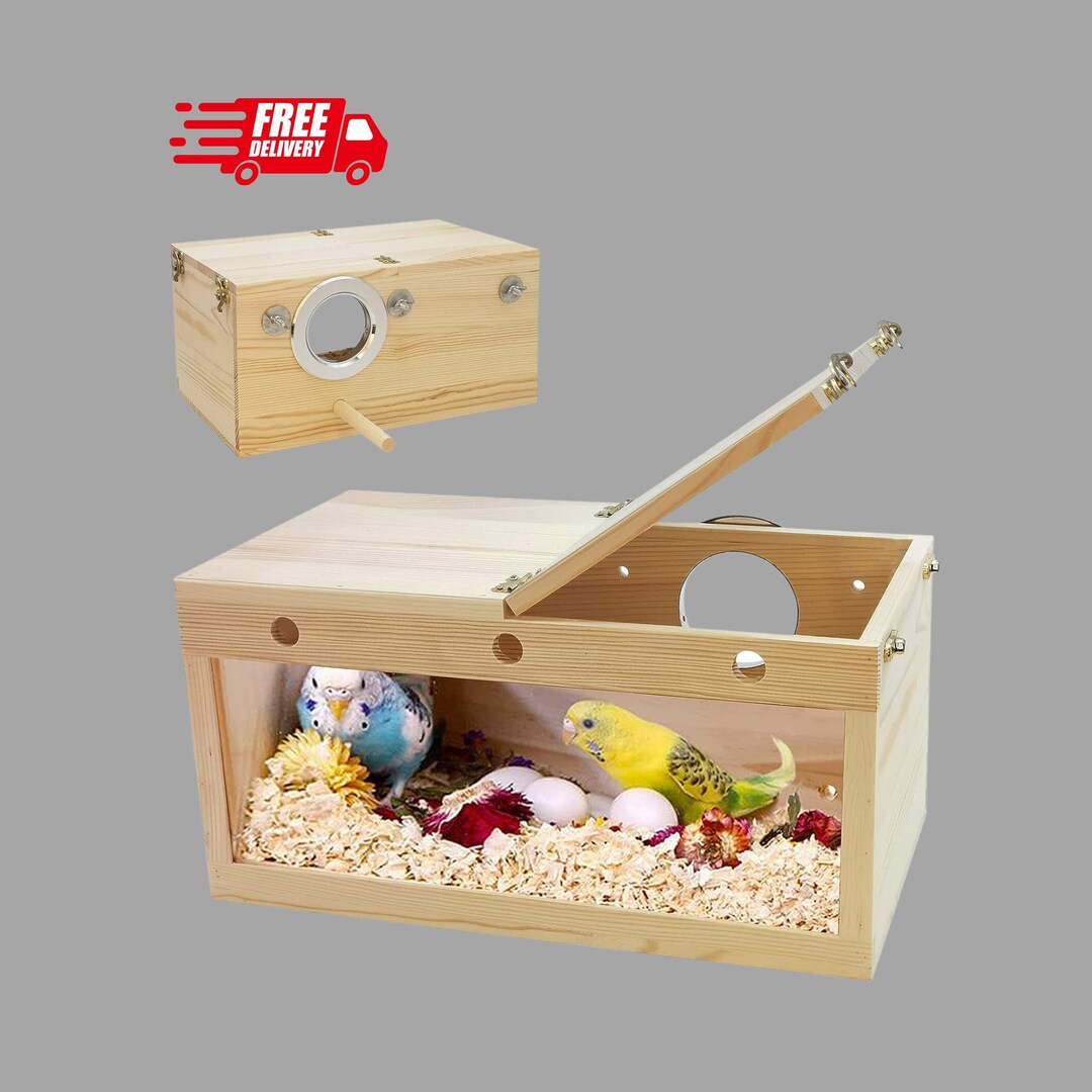 Nesting Box Wooden Bird Breeding Box for Cage With Perch - Etsy
