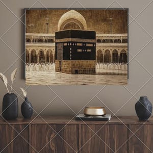 Islamic Kaaba Digital Art | Horizontal Neutral Mosque Wall Decor ...