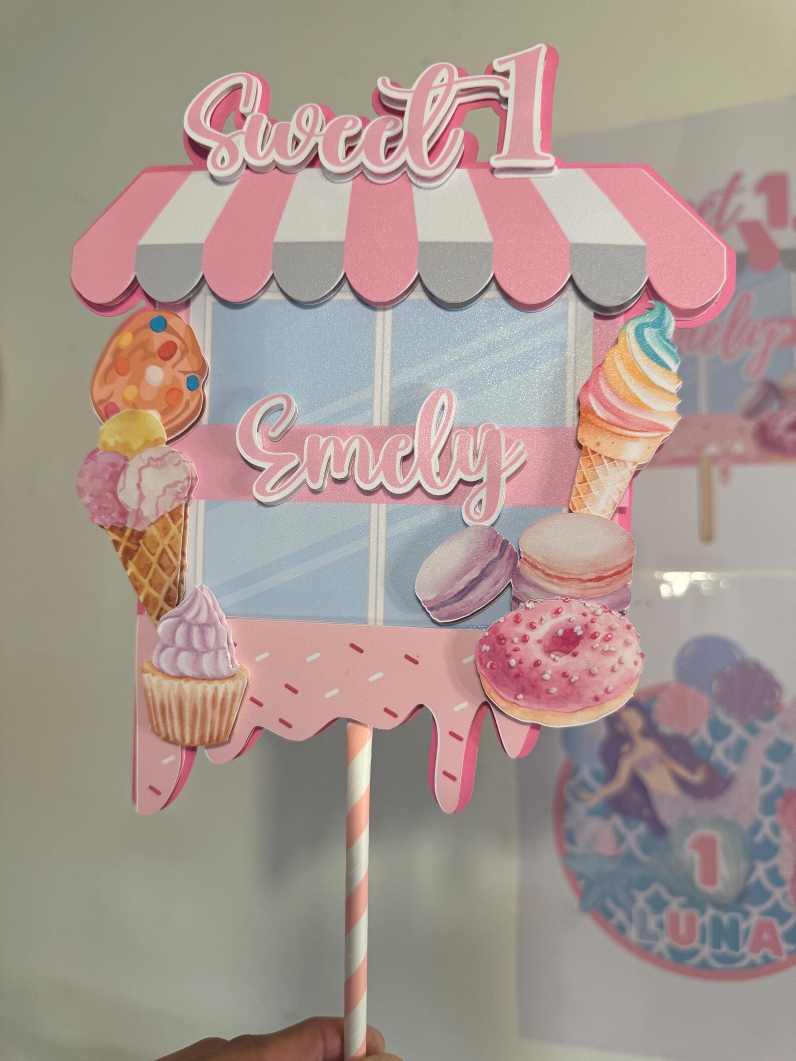 Ice Cream and Candy Birthday Cake Topper, Sweets and Treats. Cake ...