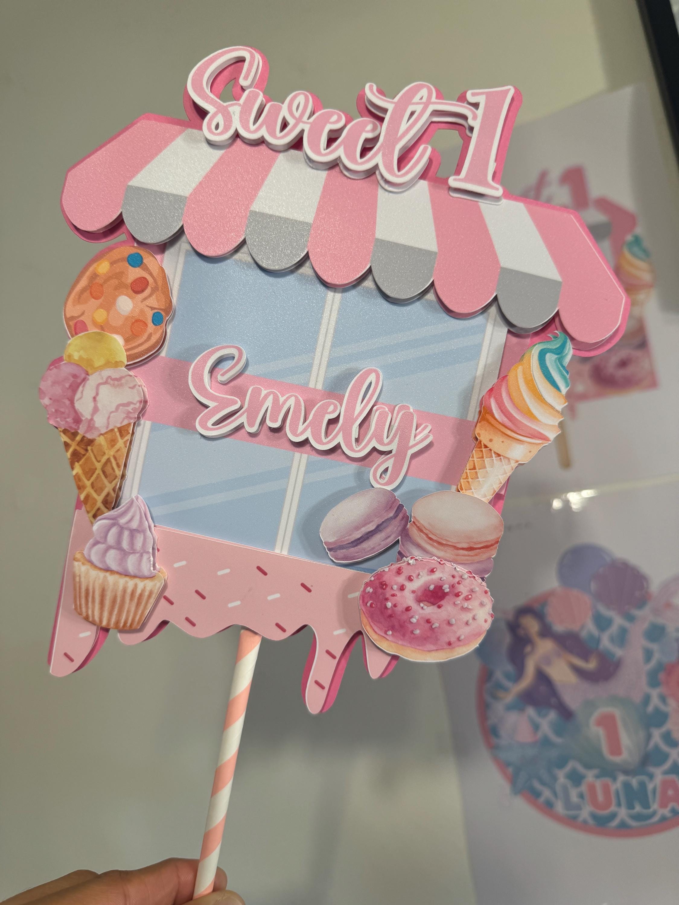 Ice Cream and Candy Birthday Cake Topper, Sweets and Treats. Cake ...