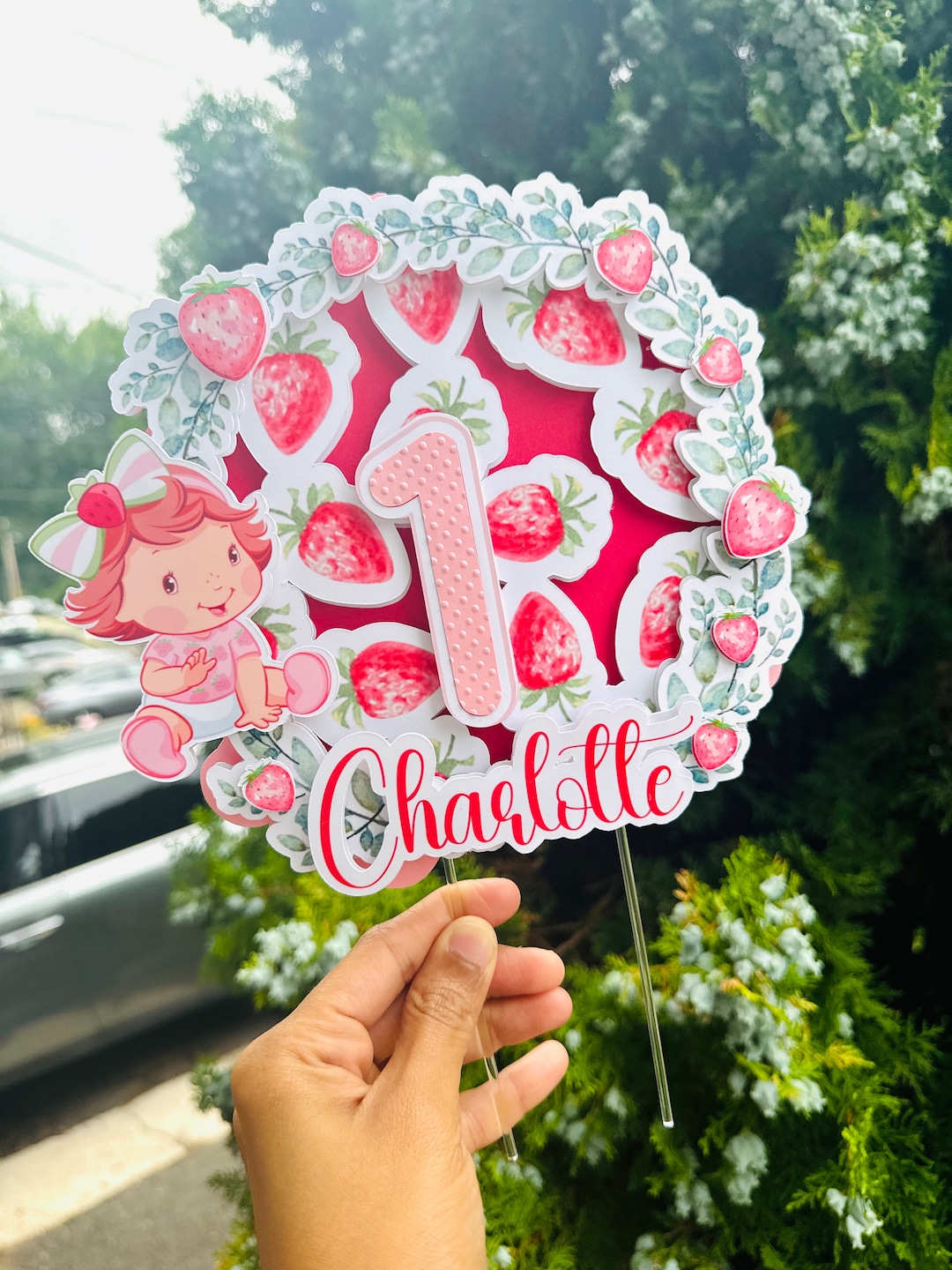 Berry First Cake Topper, Berry First, Strawberry Caketopper Birthday ...