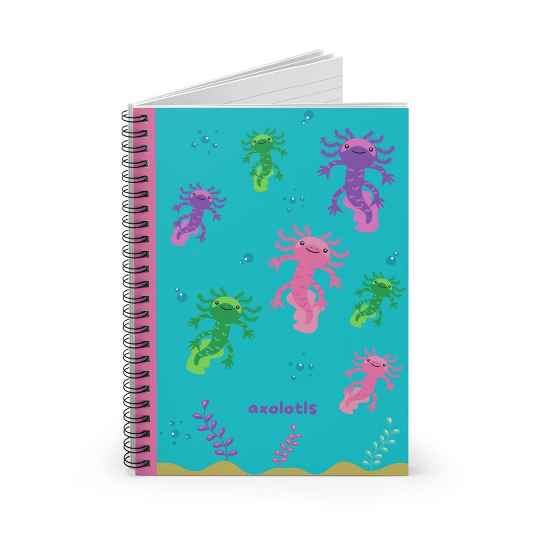 Axolotl Notebook, Salamander Spiral Journal, Colorful Axolotls - Etsy