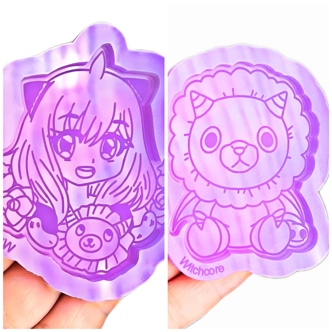 Cute Pink-haired Girl and Her Plushie-resin Molds Silicone-silicone ...