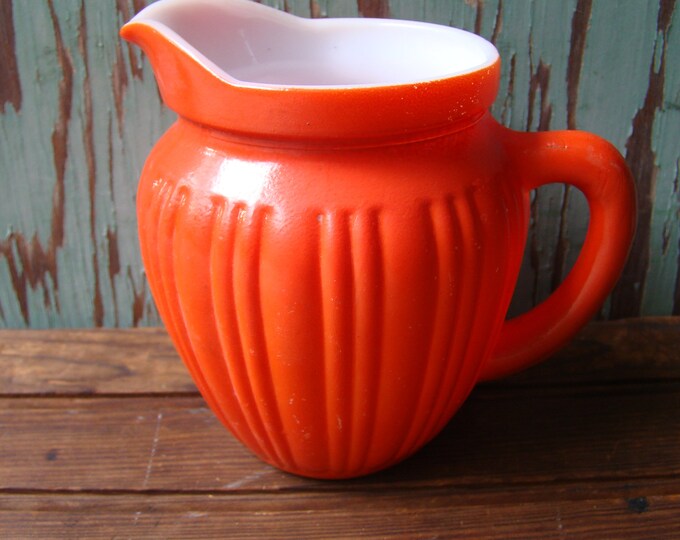 Vintage Mid Century Orange Glazed Covered Milk Glass Anchor Hocking ...