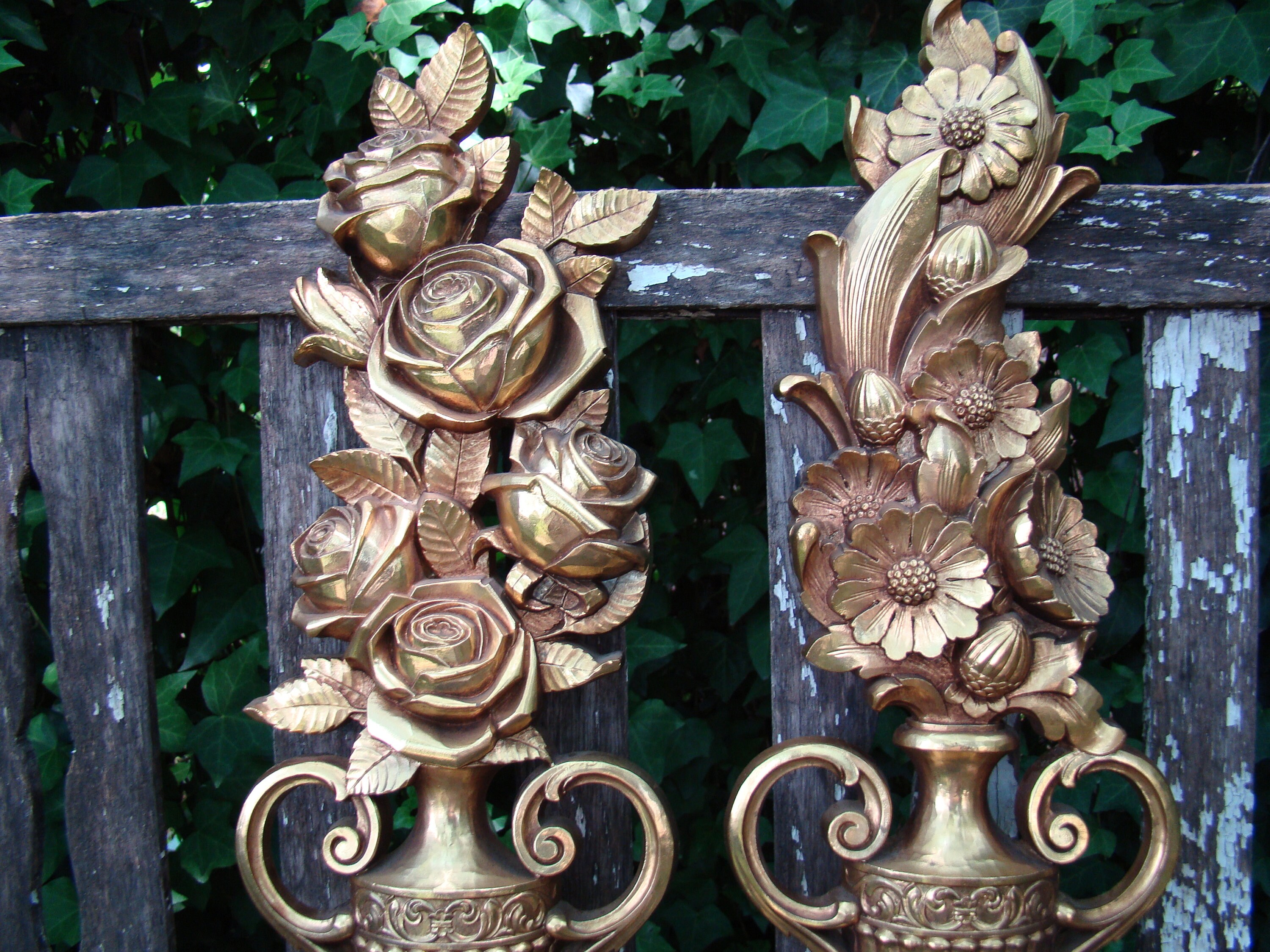 Syroco Mid Century Hollywood Regency Gold Flowers Vase Wall Hanging Art ...