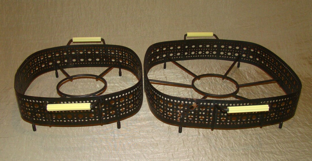 2 Mid Century Vintage Baking Pyrex Type Casserole Dish Black Metal ...