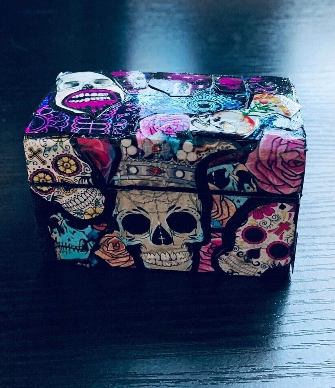 Mini Skull Pop Art Collage Box Skeleton Custom OOAK Rose Heart - Etsy
