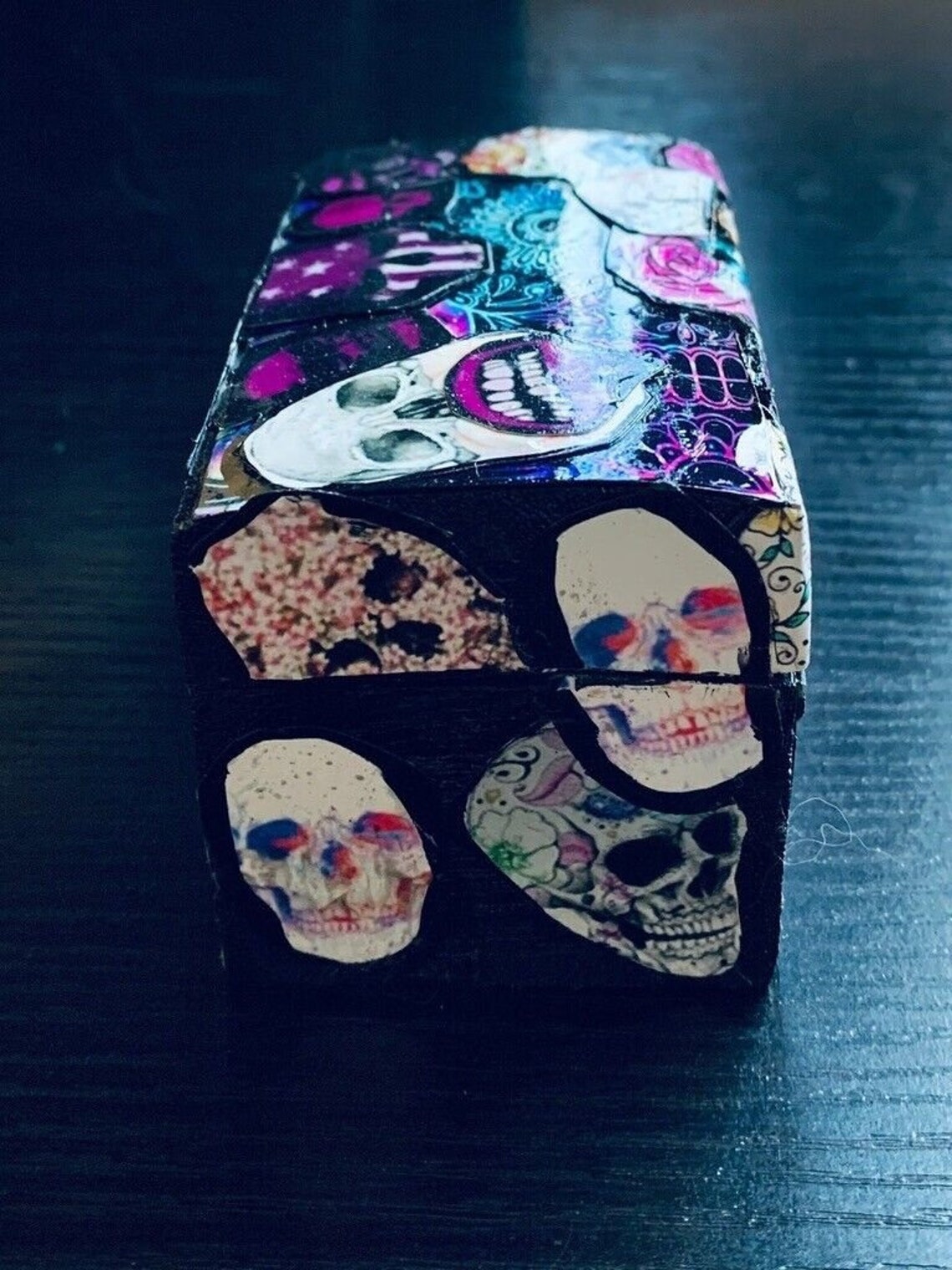 Mini Skull Pop Art Collage Box Skeleton Custom OOAK Rose Heart - Etsy