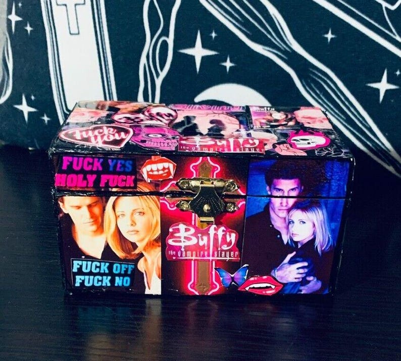 Buffy the Vampire Slayer Collage Box Neon Pop Art Bite Me Angel Arturo ...