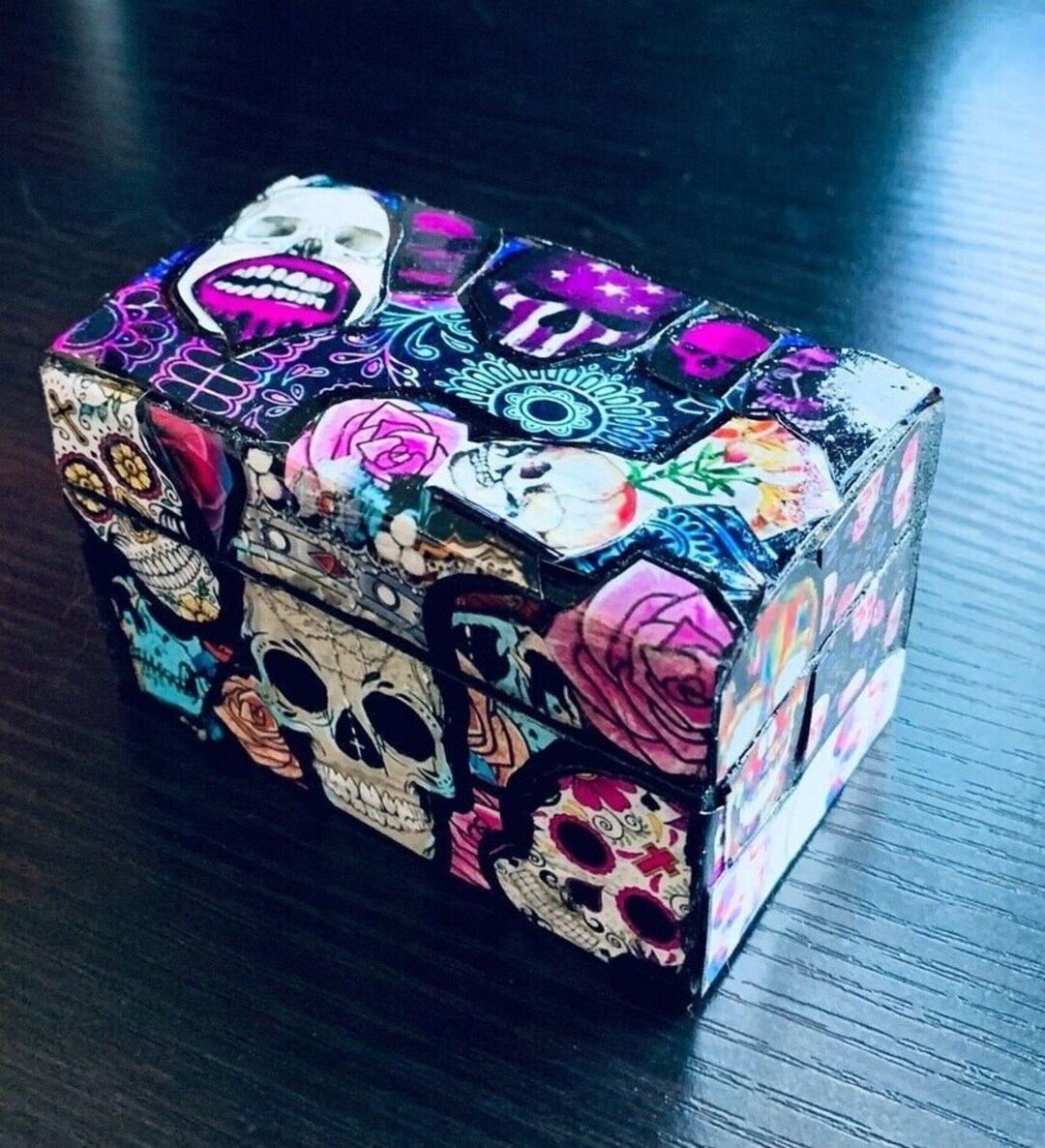 Mini Skull Pop Art Collage Box Skeleton Custom OOAK Rose Heart - Etsy