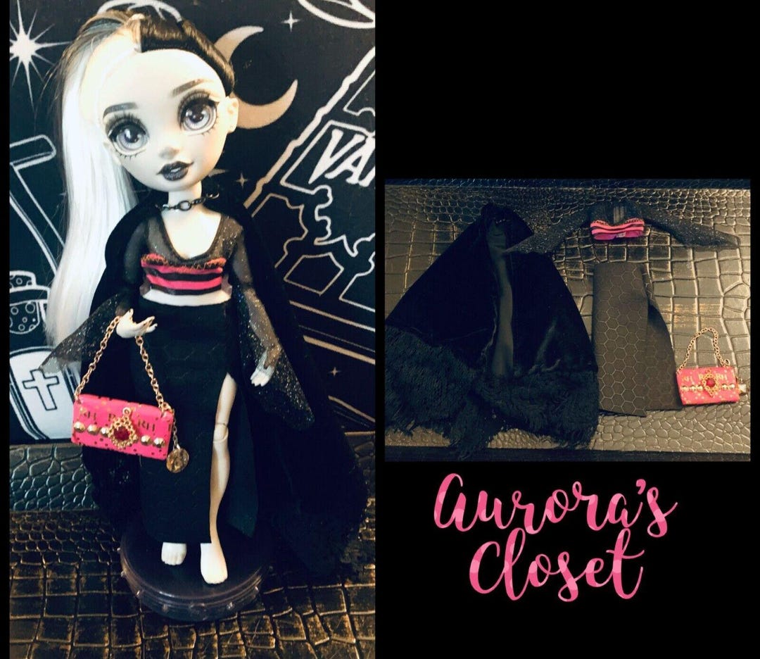 Rainbow High Custom Costume Pink Witch Velvet Cape Top Skirt Purse 367 ...