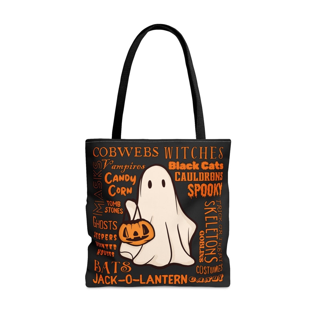 Spooky Ghost Lover's Tote Bag Black With Orange Text - Etsy