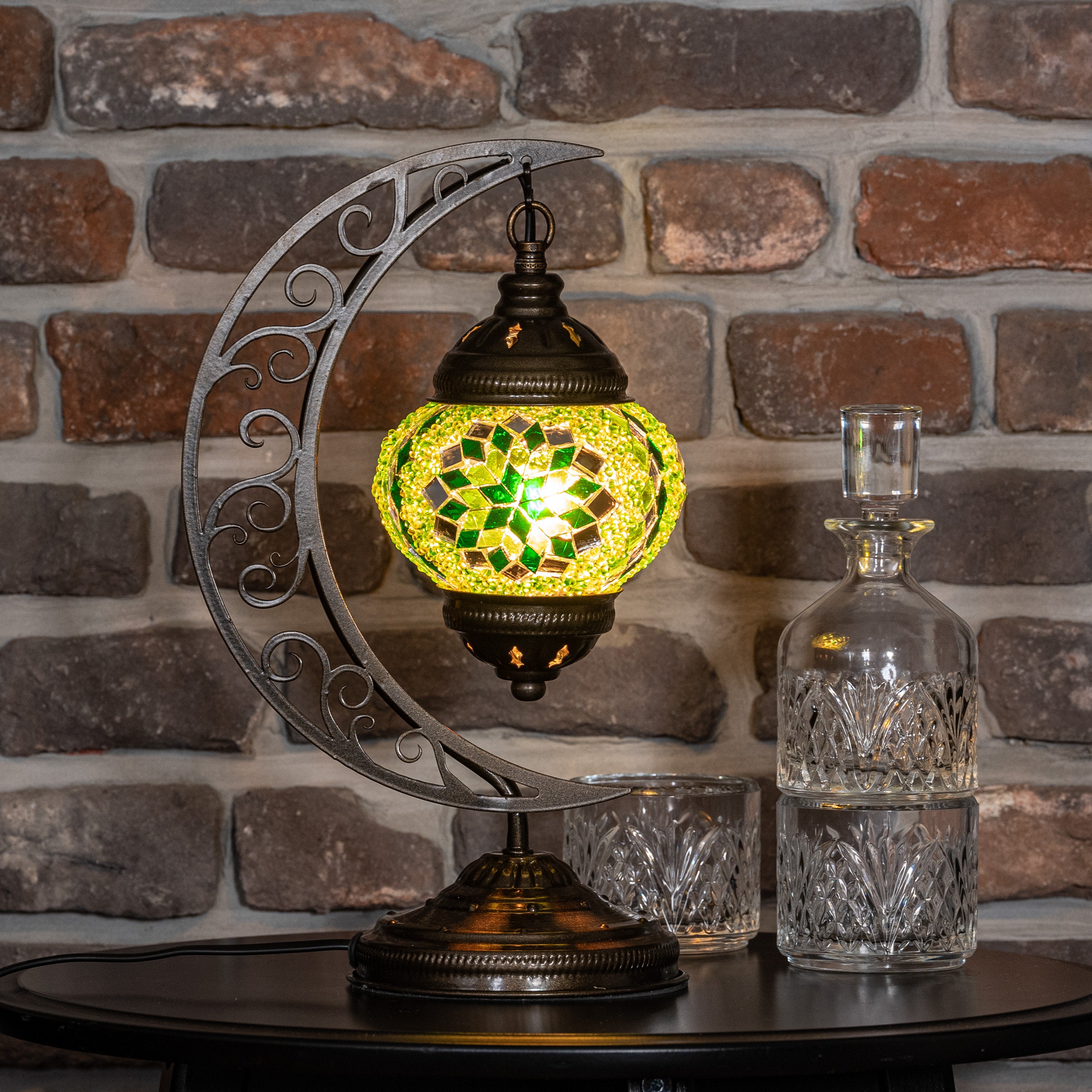 Crescent Moon Glass Mosaic Lamp Turkish Lamp, Unique Decorative ...