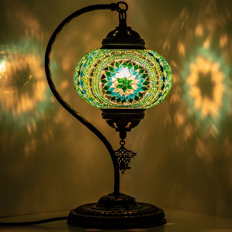 Swan Neck Turkish Lamp Table Lamp, Moroccan Lamps, Handmade Mosaic ...