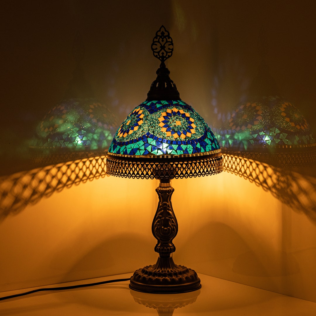Handmade Tiffany Style Mosaic Turkish Lamp - Bedside, Living Room Decor ...
