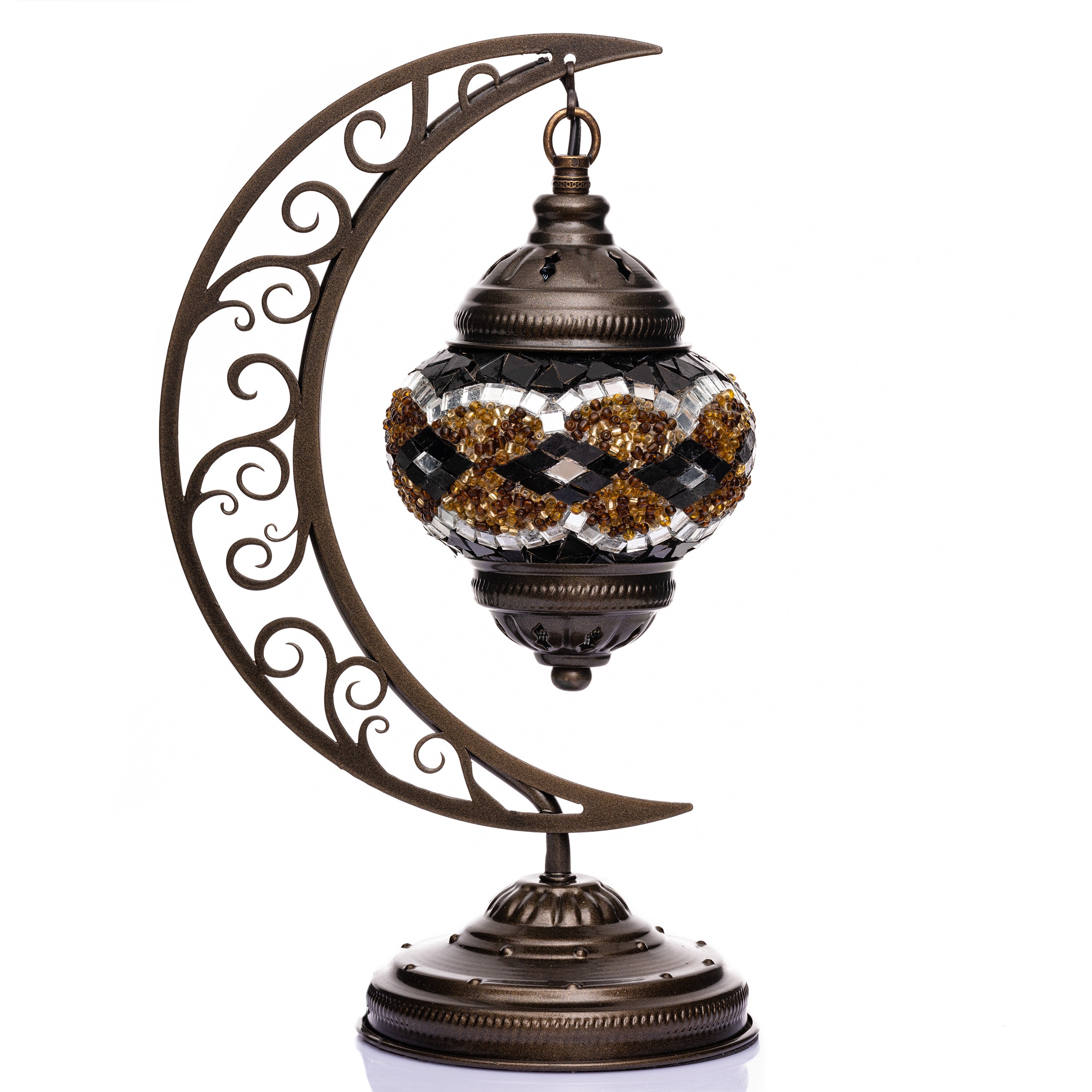 Turkish Mosaic Lamp Crescent Moon Shape, Moroccan Lamps, Antique Home ...