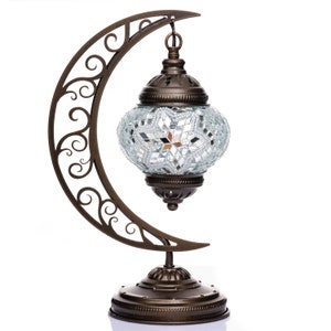 Turkish Mosaic Lamp, Crescent Moon Shape, Farmhouse Decor, Home Decor ...