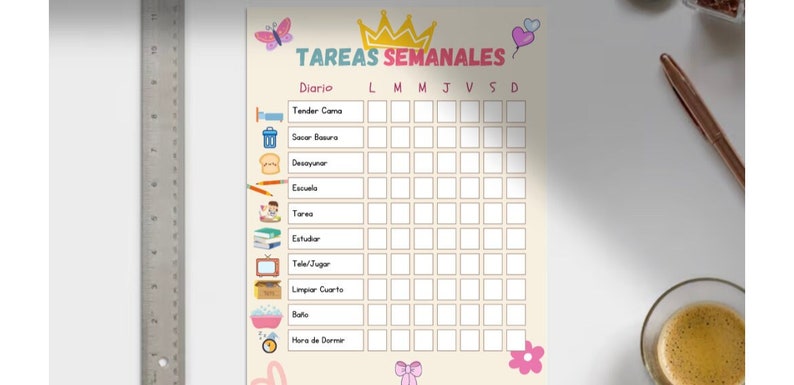 Simple Chore Template for Kids English and Spanish - Etsy