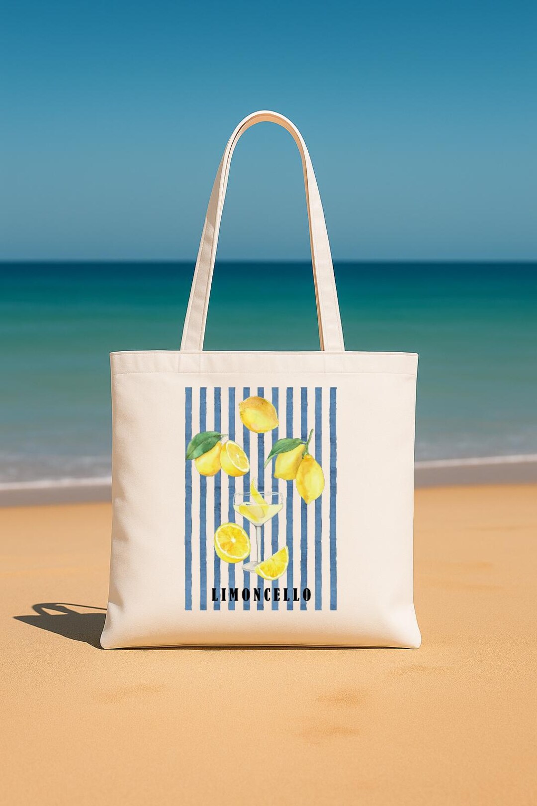 Limoncello Tote Bag - Italian Lemon Canvas Tote - Summer Market Bag ...