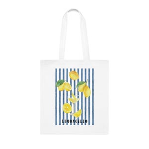 Limoncello Tote Bag - Italian Lemon Canvas Tote - Summer Market Bag ...