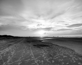 Footprints on Beach + Sunrise Digital Print, Desktop Wallpaper, Hilton ...