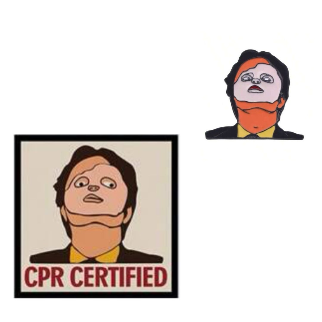 Iconic Dwight Schrute CPR Certified Mask Waterproof Stickers & Pins ...