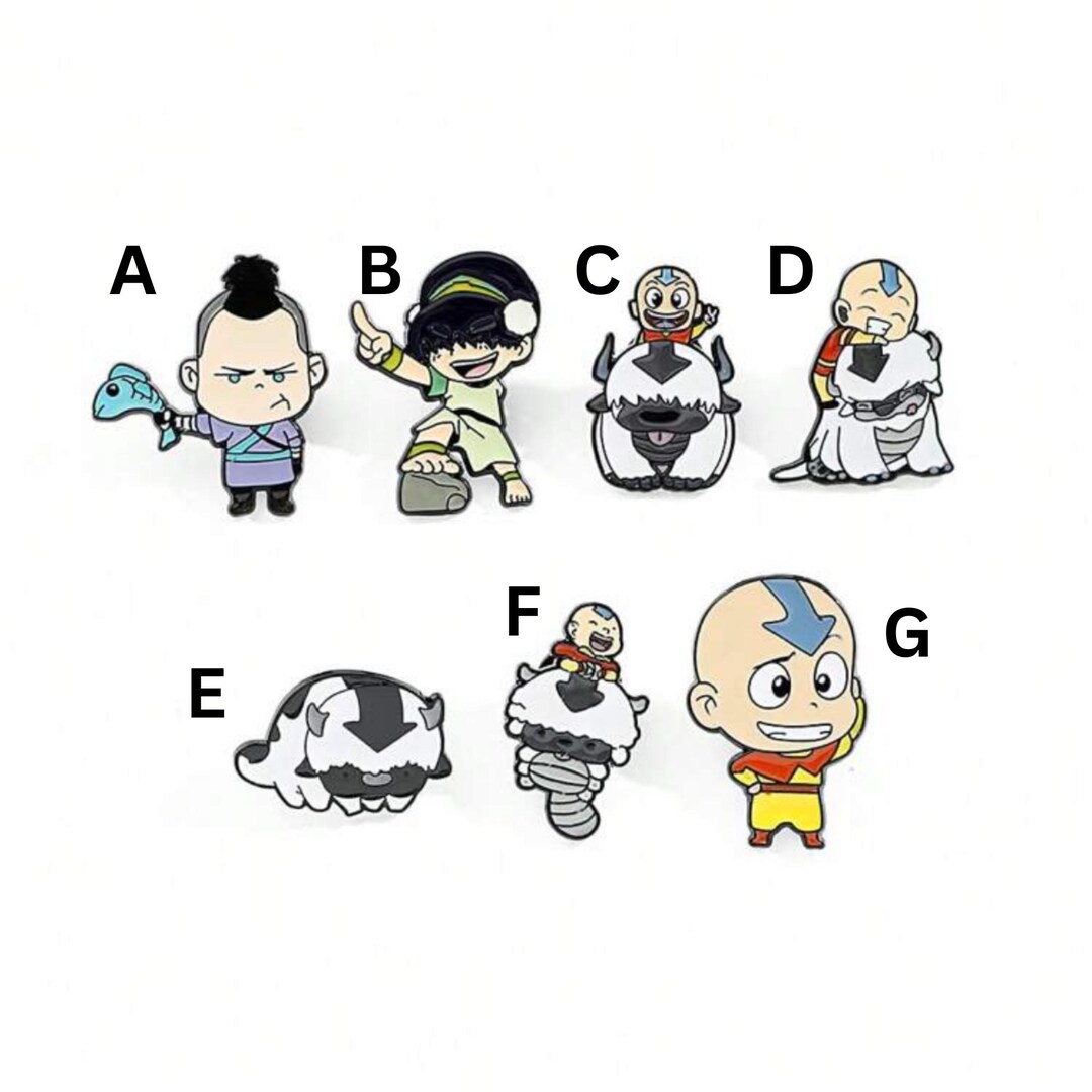 Chibi Avatar the Last Airbender Pin Set Aang Appa Toph L Sokka ...