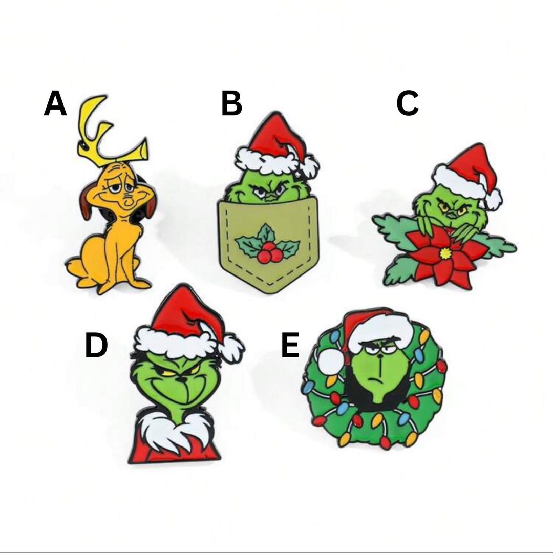 Grinch Holiday Pin Set Enamel Pin Grinch Pins Christmas Gifts Under 20 ...