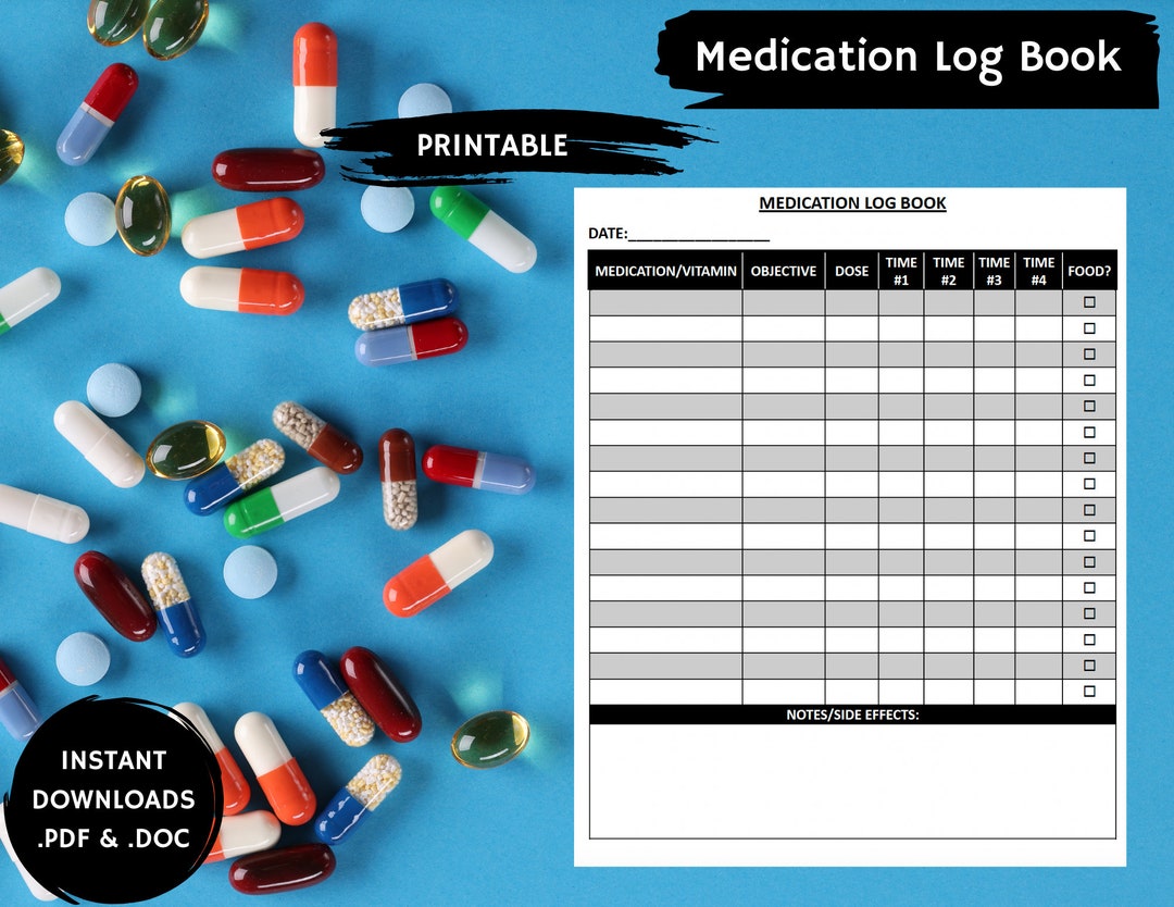 Daily Medication Log, Medical Log, Medication Tracker, Medical Notes ...