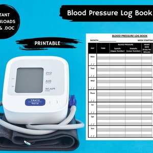 Blood Pressure Log Book .PDF_.DOC, Instant Download Blood Pressure Log ...