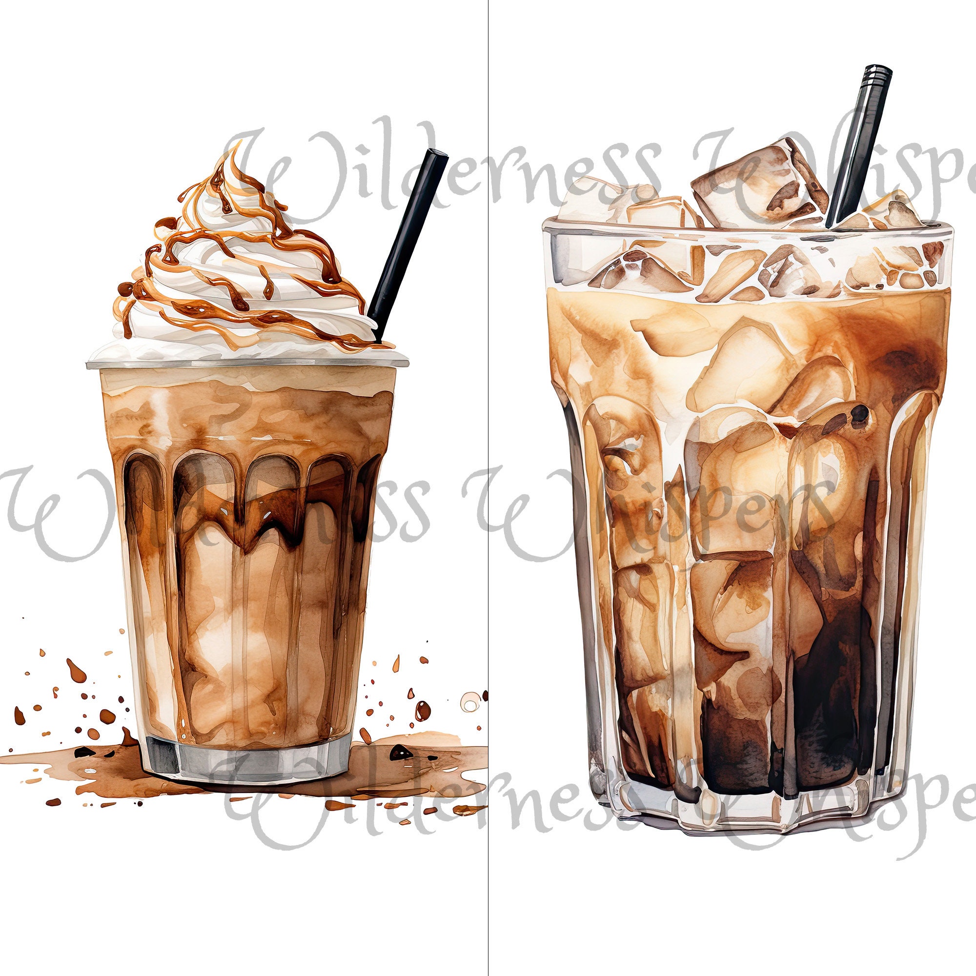 Iced Coffee 12 JPG Watercolor Clipart Instant Download | Cards, Junk ...