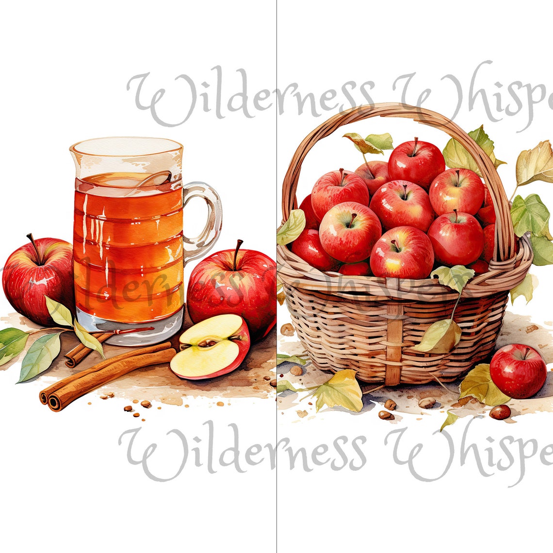 Apple Season Cider Trees 12 JPG Watercolor Clipart Instant - Etsy