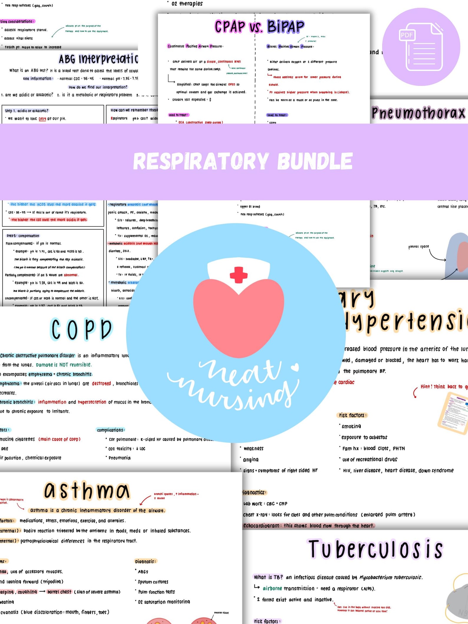 Respiratory Bundle, *nursing Study Sheets*, Nursing Study Guide ...