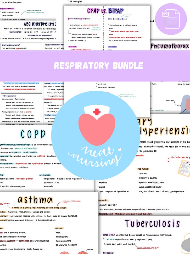 Respiratory Bundle, *nursing Study Sheets*, Nursing Study Guide ...
