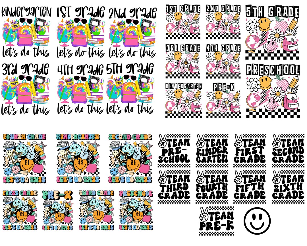 Back to School PNG Let's Do This School Grade Bundle - Etsy
