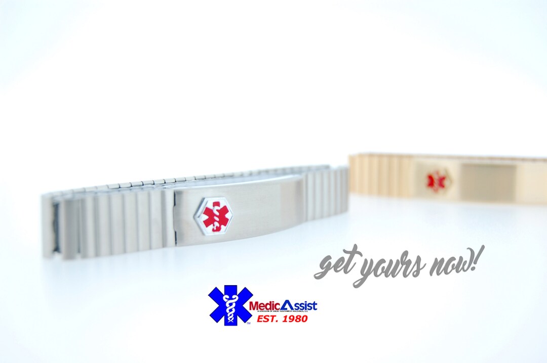 Ladies Medical Alert ID Bracelet With Expansion Band - Stainless Steel ...