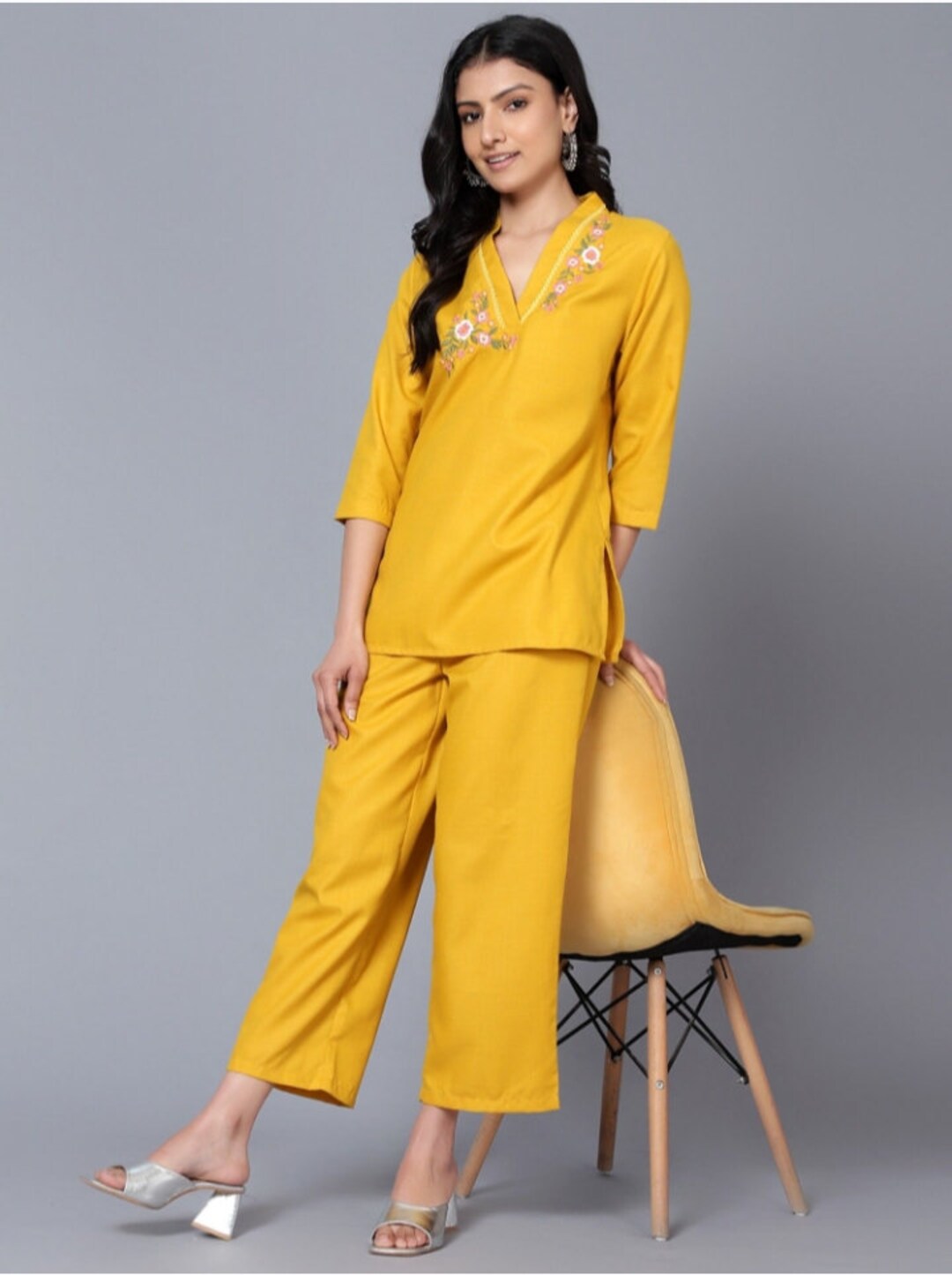 Yellow Embroidered Co-ord Set Christmas Party Dresses for - Etsy