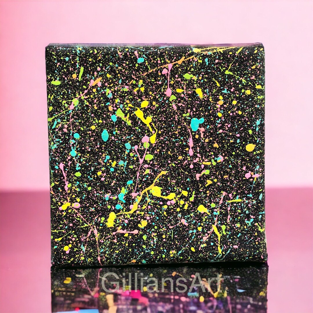NEON Splat 4x4 Inch Acrylic Painting Original Trendy Wall Art Small Art ...