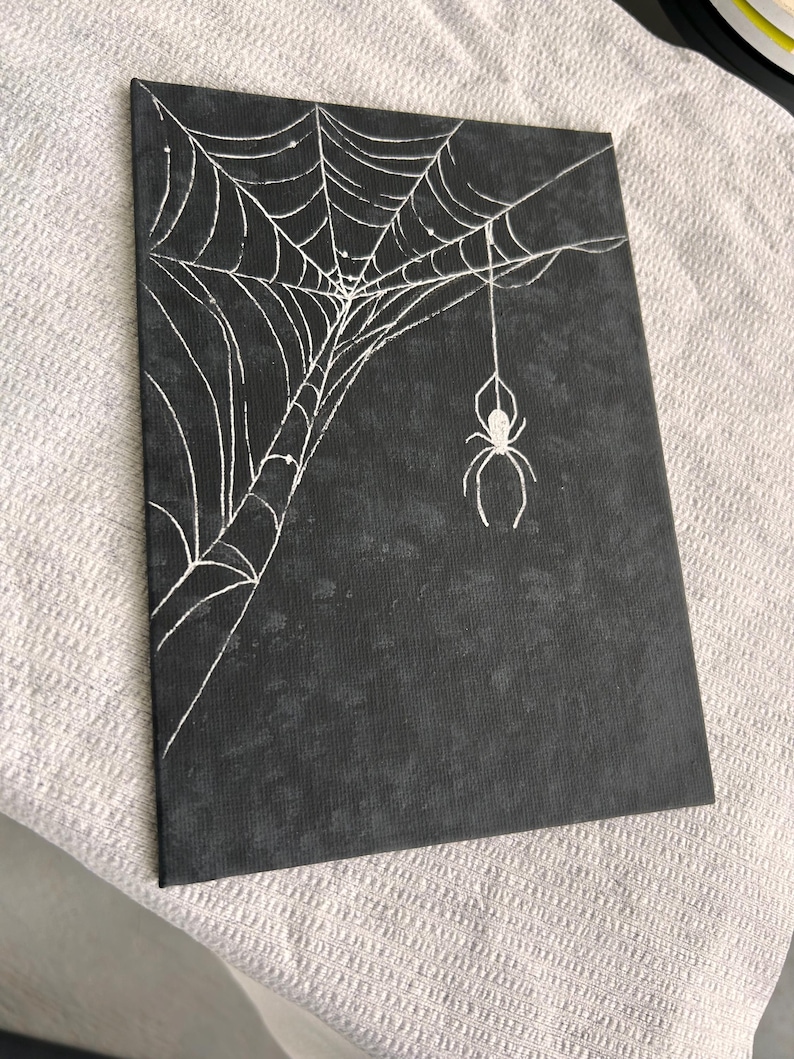 Halloween Wall Art 5x7 Inch Spider Web Painting Matte Acrylic on Canvas Board - Etsy