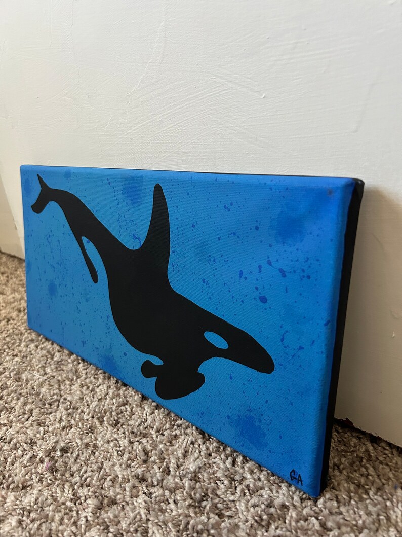 Orca Killer Whale Painting Original Wall Art Acrylic on 7x14 Inch ...