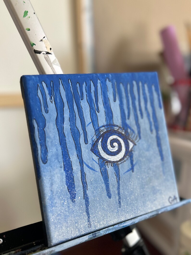 Abstract Wall Art Desk Art Original Trippy Eye 6x6 Inch Stretched ...