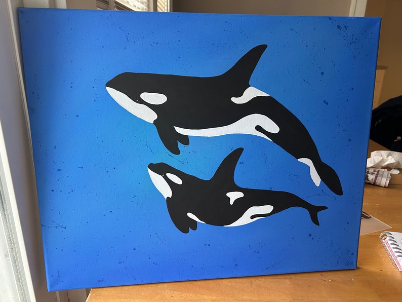Orca Wall Art Killer Whale Original Painting 16x20'' Acrylic on ...