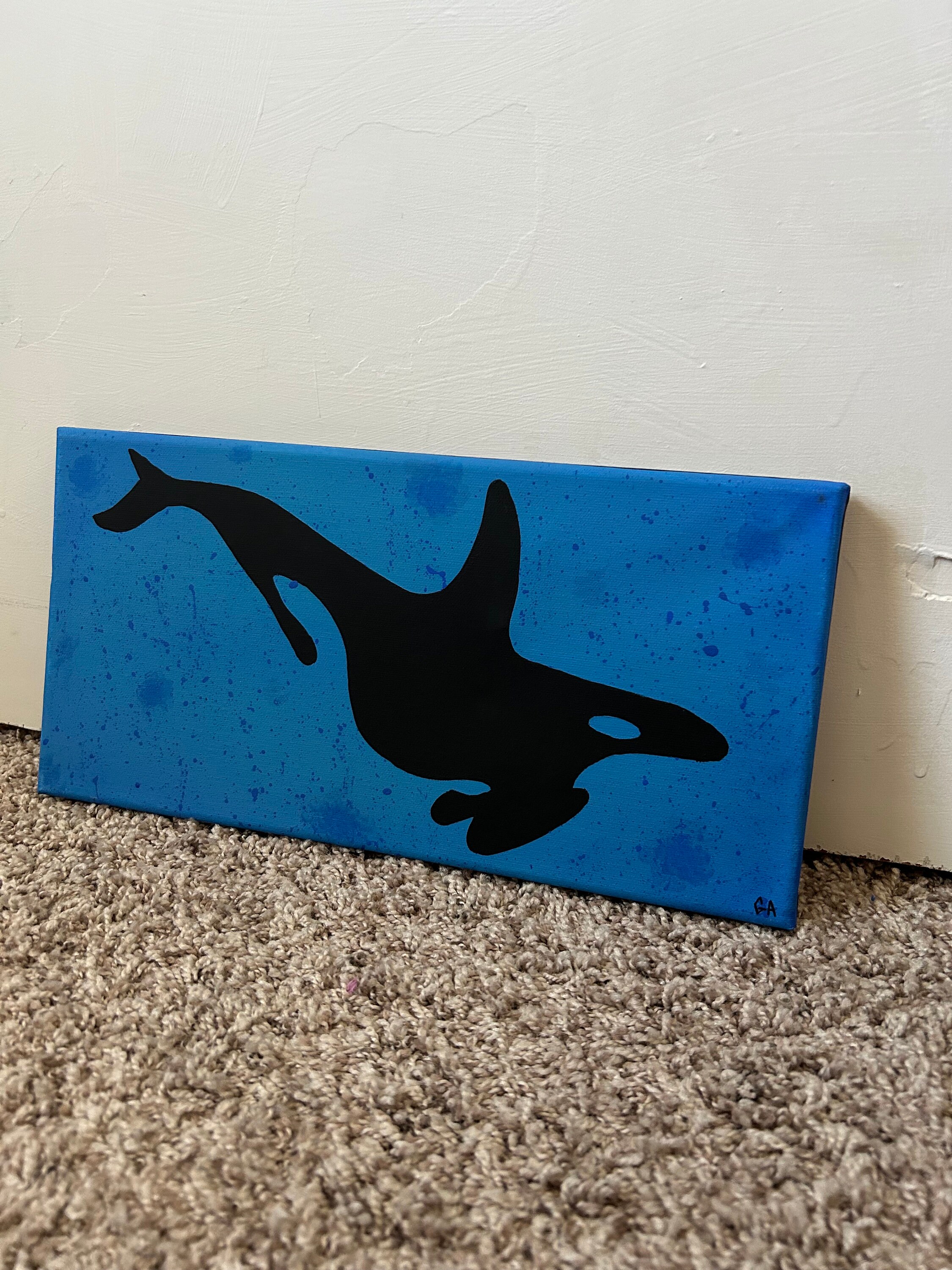 Orca Killer Whale Painting Original Wall Art Acrylic on 7x14 Inch ...