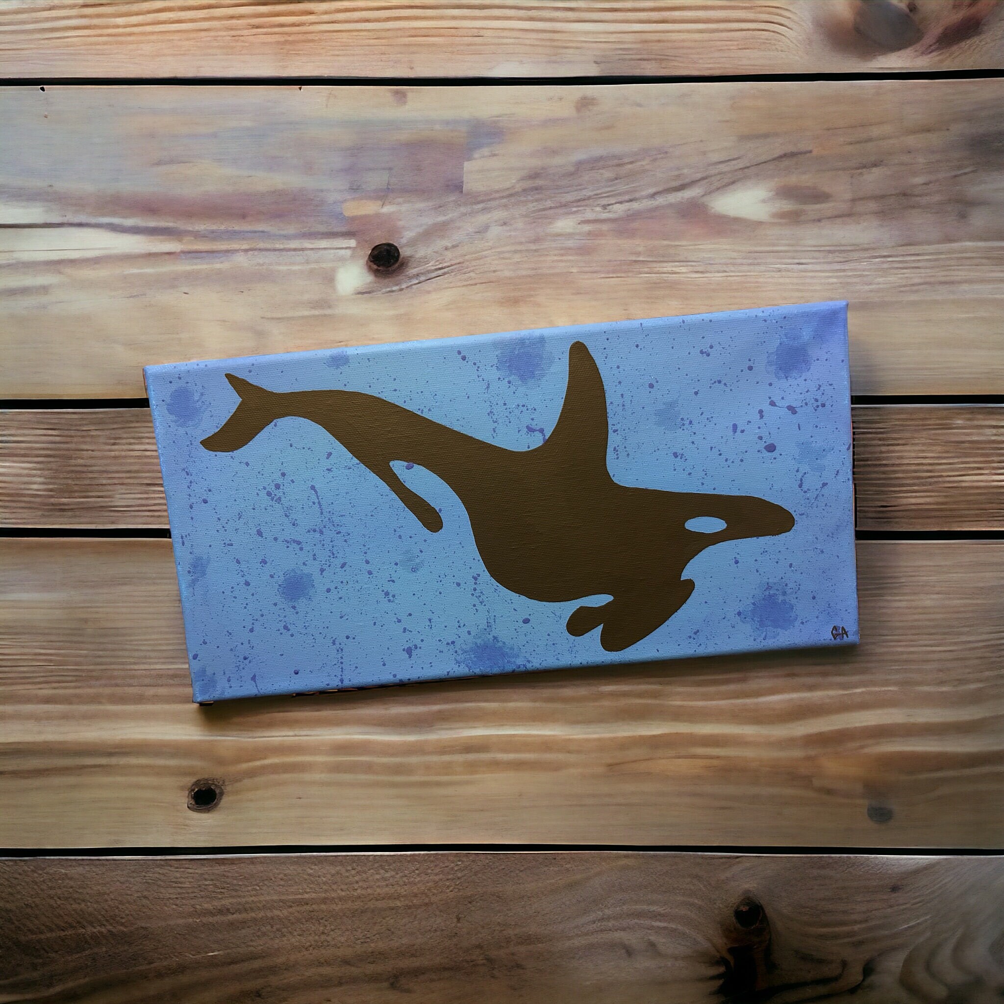 Orca Killer Whale Painting Original Wall Art Acrylic on 7x14 Inch ...